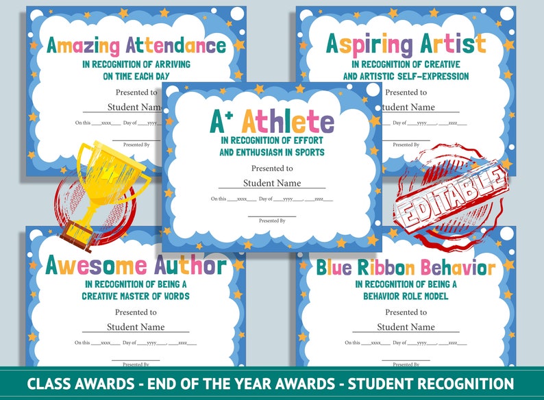 26 Editable Class Awards End of the Year Awards Student Recognition ...