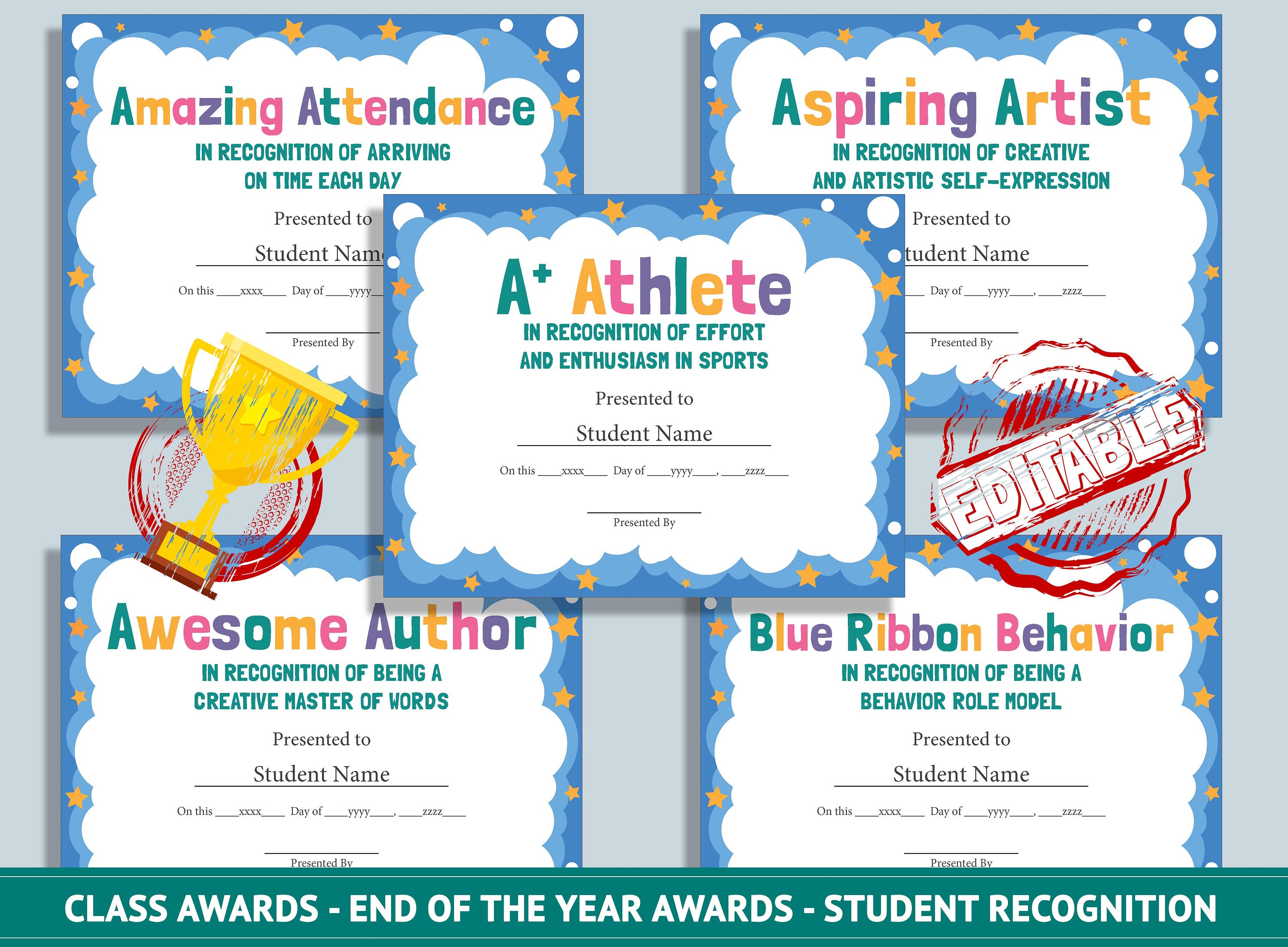 26 Editable Class Awards End of the Year Awards Student - Etsy