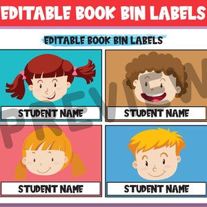 Editable Student Book Bin Labels: 16 Customizable Designs for Perfect ...