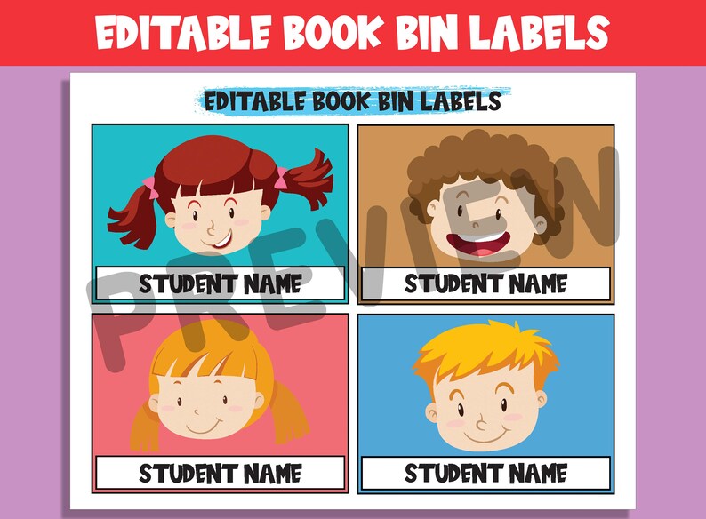 Editable Student Book Bin Labels: 16 Customizable Designs for Perfect ...