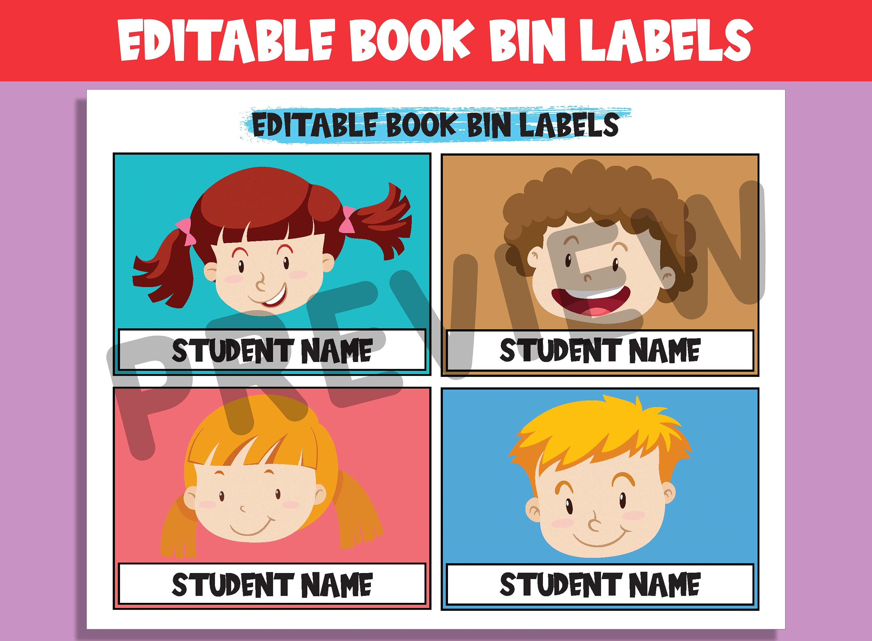 Editable Student Book Bin Labels: 16 Customizable Designs for Perfect ...