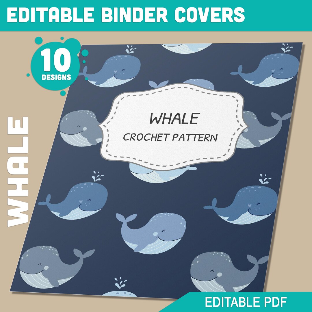 Whales and Waves Binder Cover, 10 Printable/editable Binder Covers ...