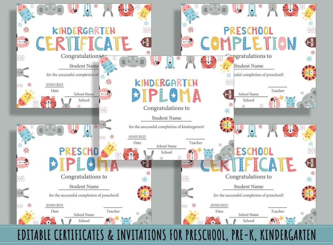 Kindergarten and Preschool Diploma Certificate and - Etsy