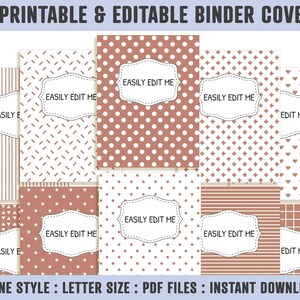 Planner Cover Pages - Earth Tone, 10 Editable Binder Covers and Spines ...