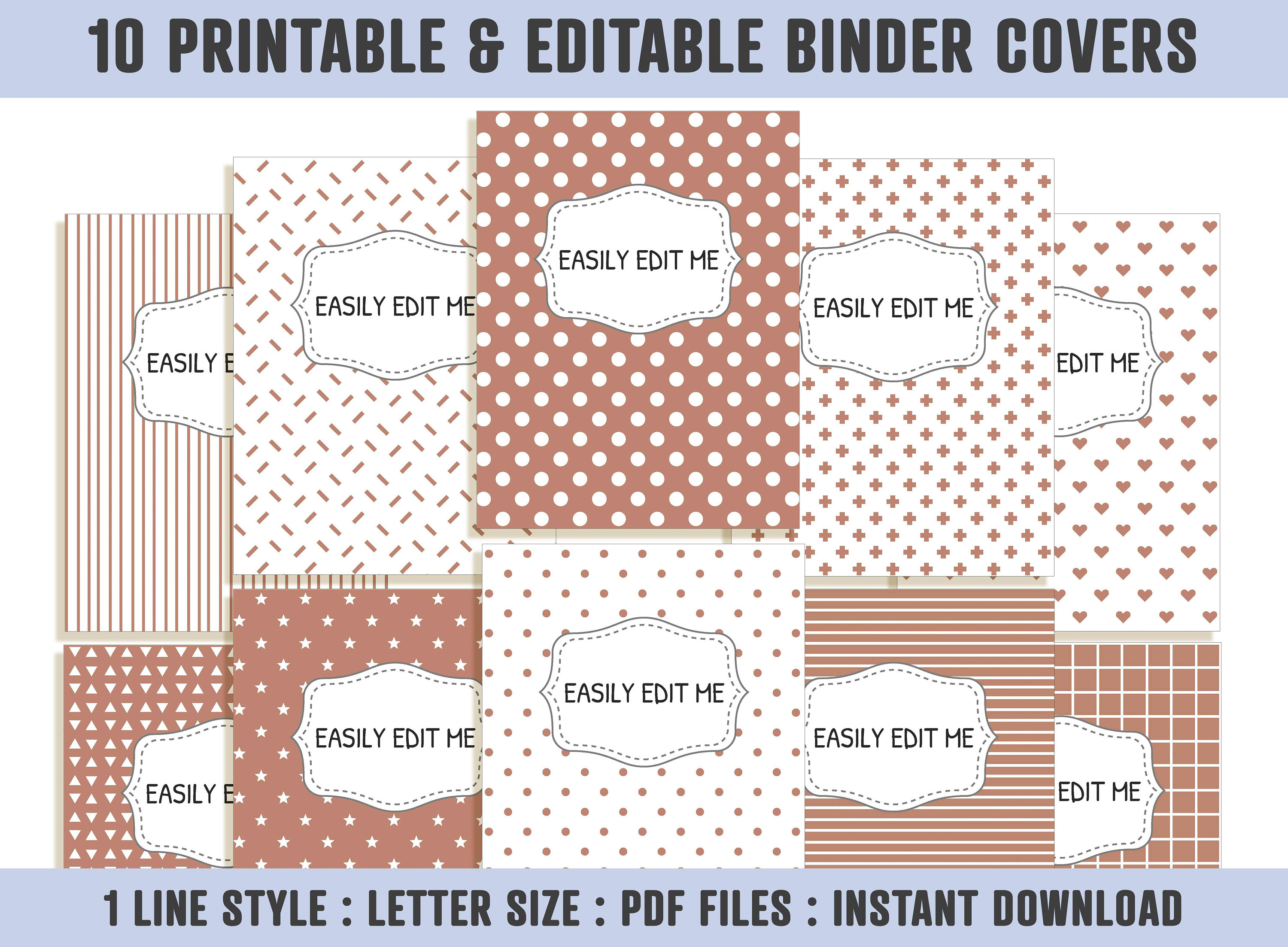 Planner Cover Pages - Earth Tone, 10 Editable Binder Covers and Spines ...