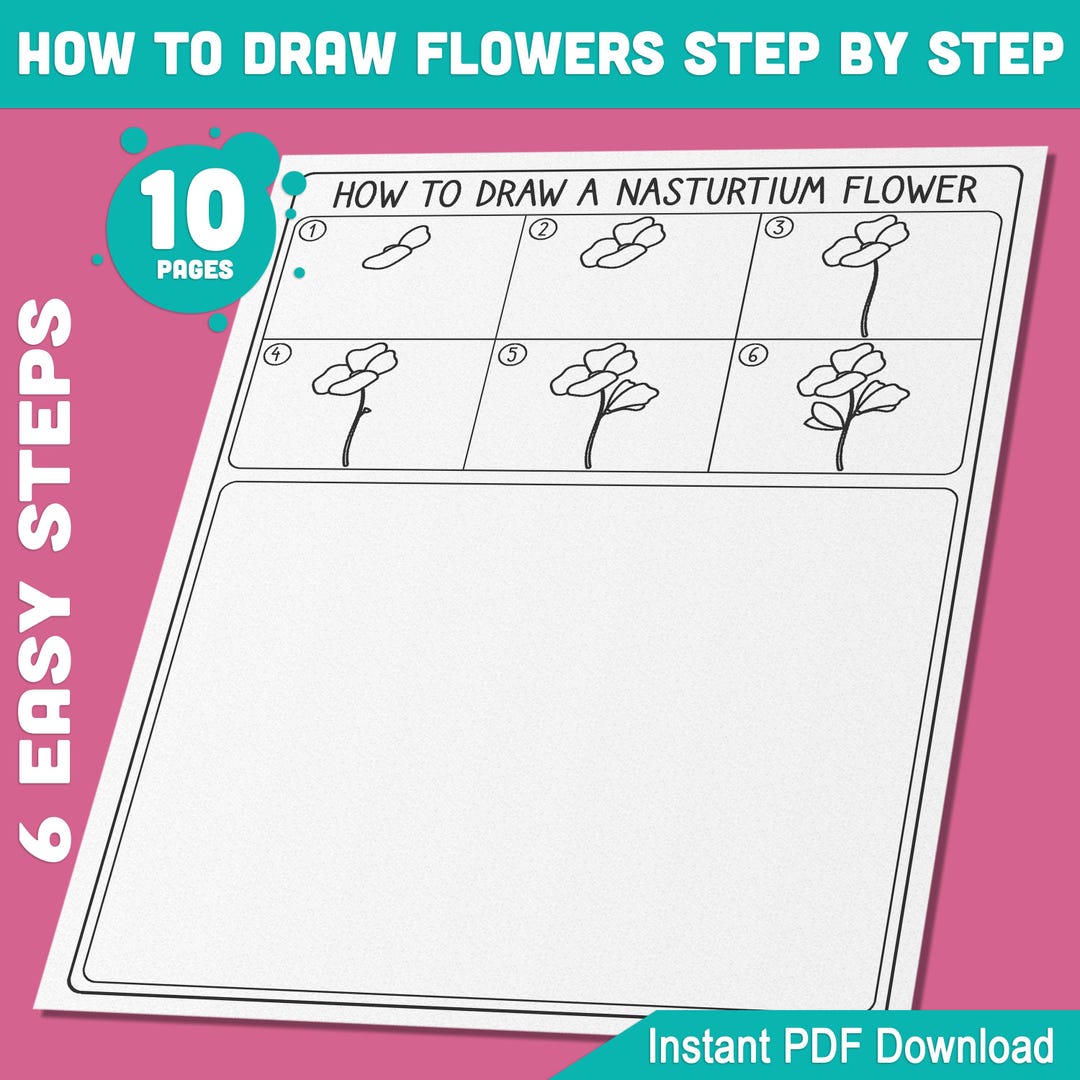 Learn to Draw Flowers: 5 Easy Step-by-step Tutorials + 5 Fun Coloring ...