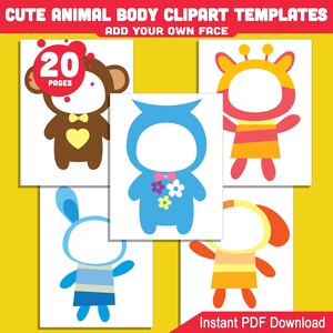 Animal Body Clipart Templates: Add Your Own Photo Face, Fun Cutouts for ...