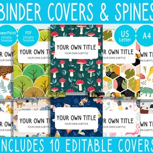 10 Editable Nature Pattern Binder Covers, Includes 1, 1.5, 2" Spines ...