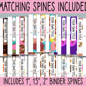 10 Editable Sweet Donut Binder Covers, Includes 1, 1.5, 2" Spines ...