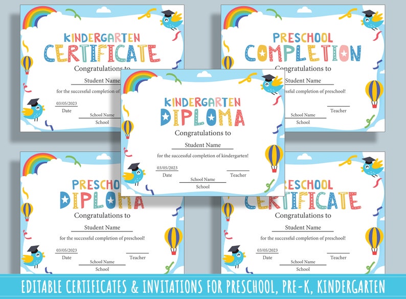 Editable Little Graduates: Preschool and Kindergarten Diplomas ...
