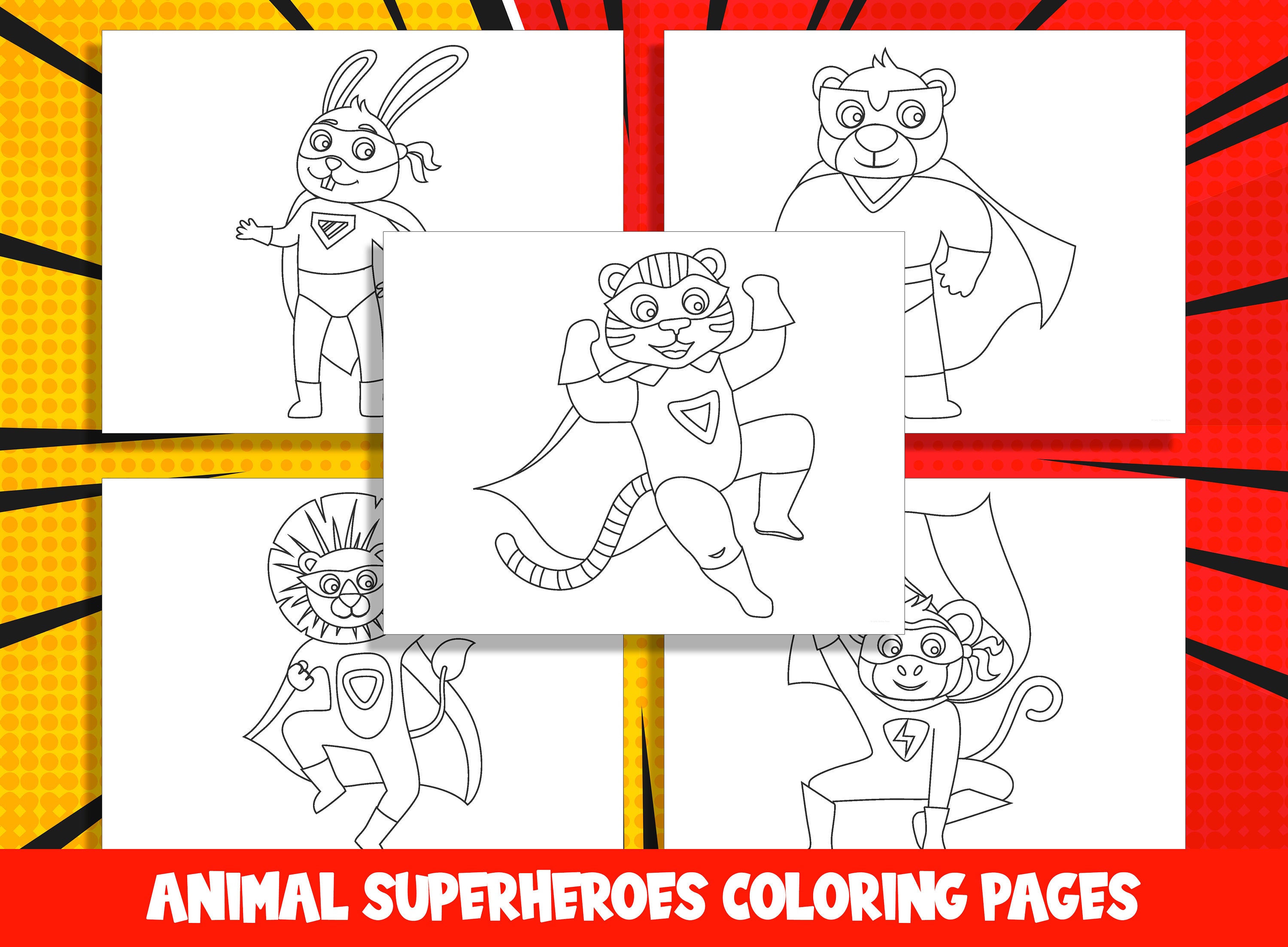 Animal Superheroes Coloring Pages: 20 Epic Designs PDF File - Etsy