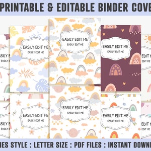 Rainbow Binder Cover Printable Editable, 10 Covers+spines, Binder ...