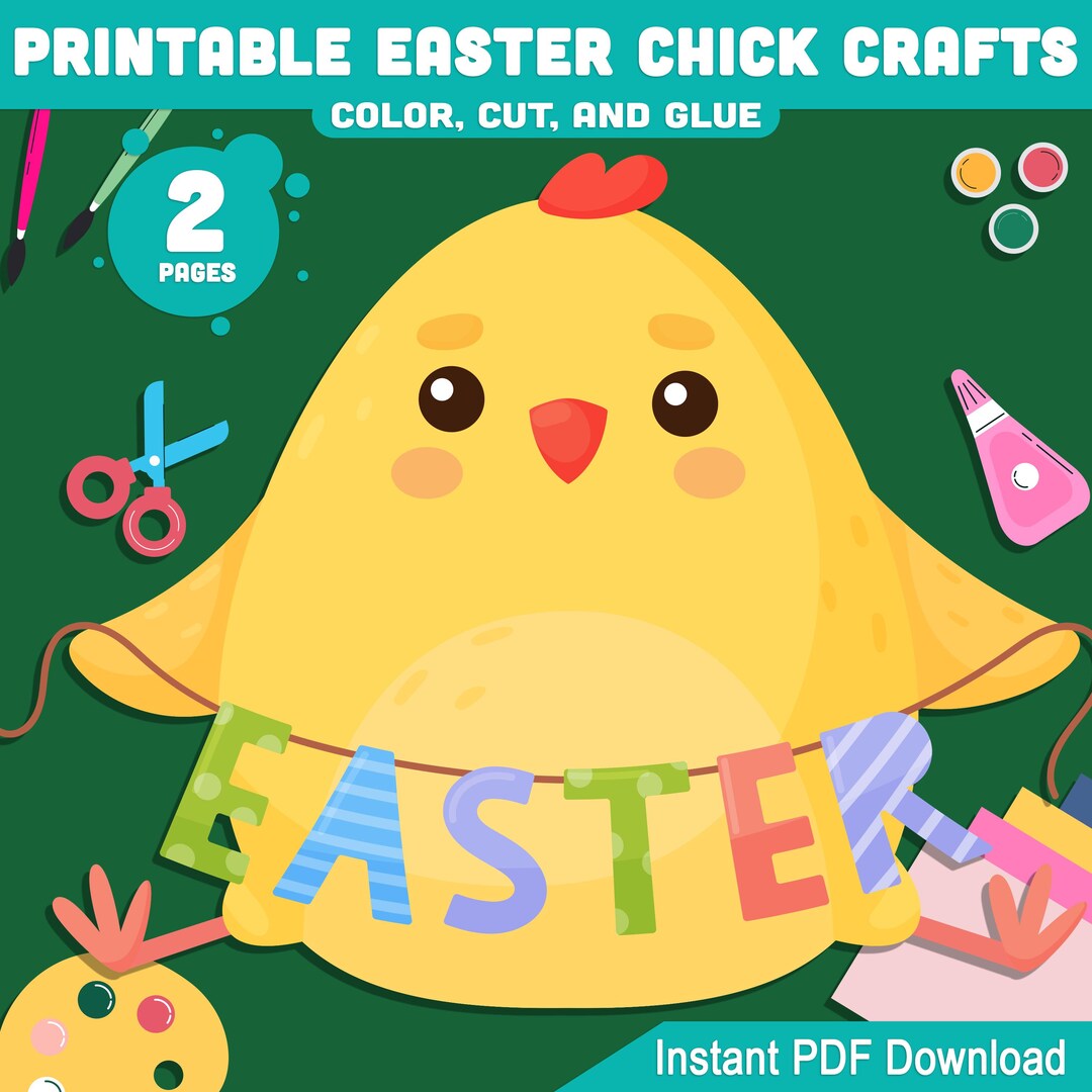 Easter Chick Craft Printables: Easy Color, Cut & Glue Activity for Kids ...