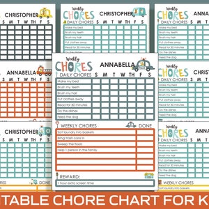 Car-themed Chore Chart for Kids: Printable and Editable Responsibility ...