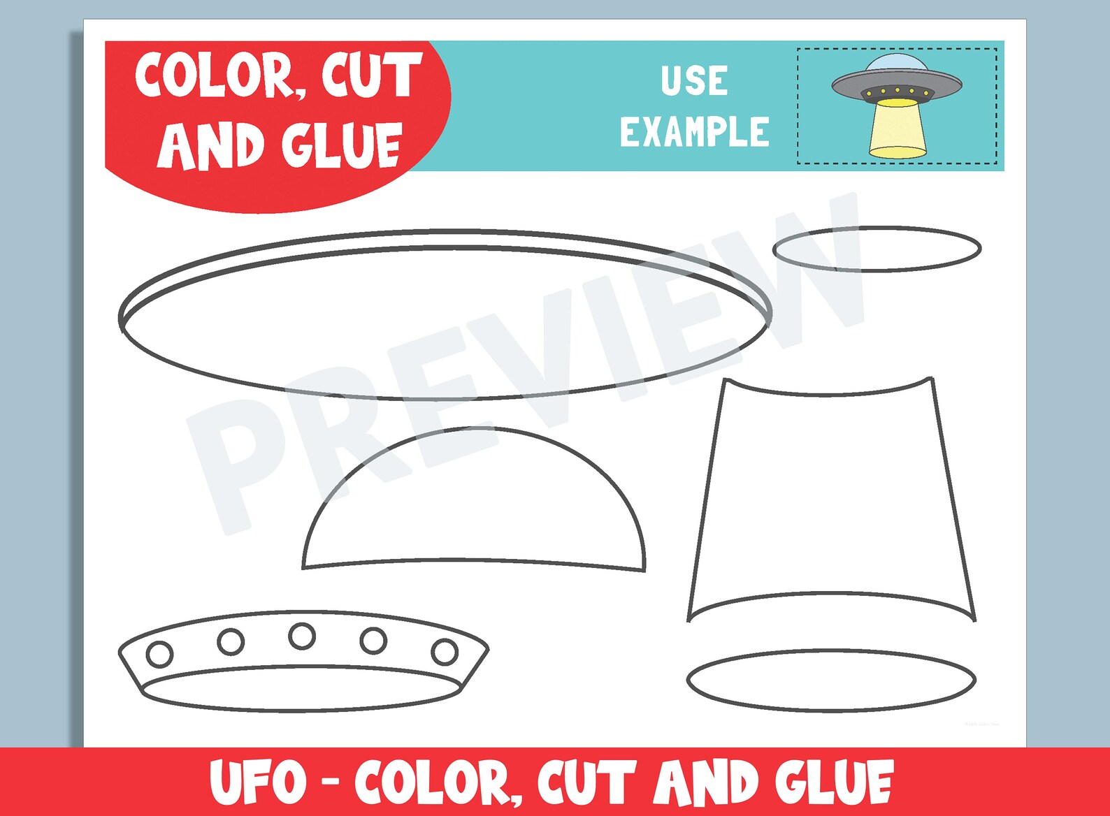 UFO Craft Activity - Color, Cut, and Glue for Prek to 2nd Grade, PDF ...