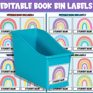 Editable Boho Rainbow Book Bin Labels: 16 Customizable Designs for ...
