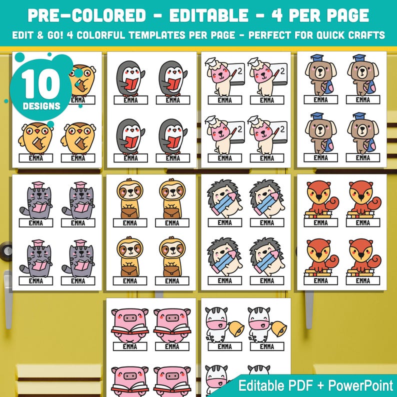 Editable Locker Labels (cubby Name Tags), Cute School Animal Themed ...