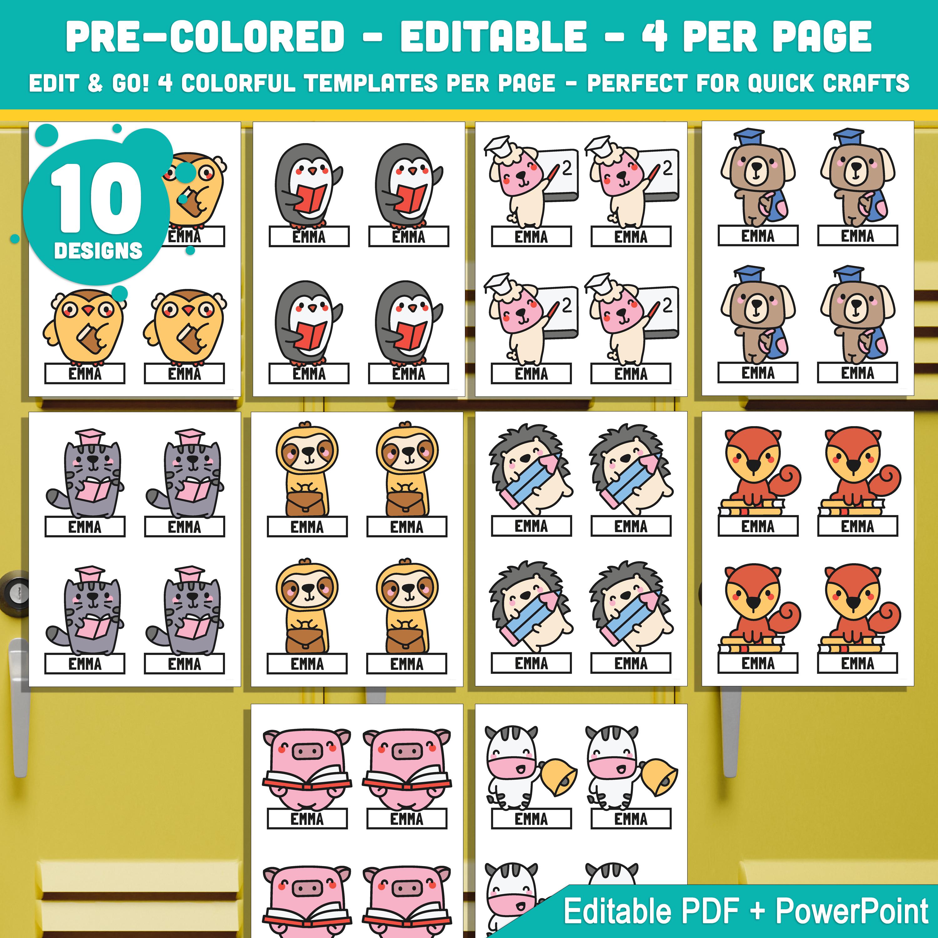Editable Locker Labels (cubby Name Tags), Cute School Animal Themed ...