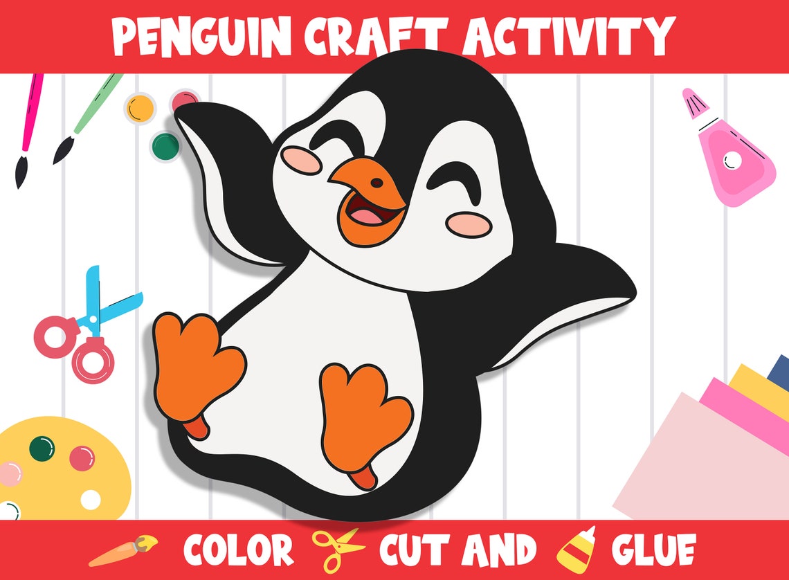 Cute Penguin Craft Activity Color Cut and Glue for Prek to - Etsy