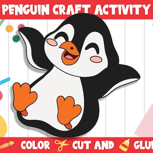 Cute Penguin Craft Activity - Color, Cut, and Glue for Prek to 2nd ...