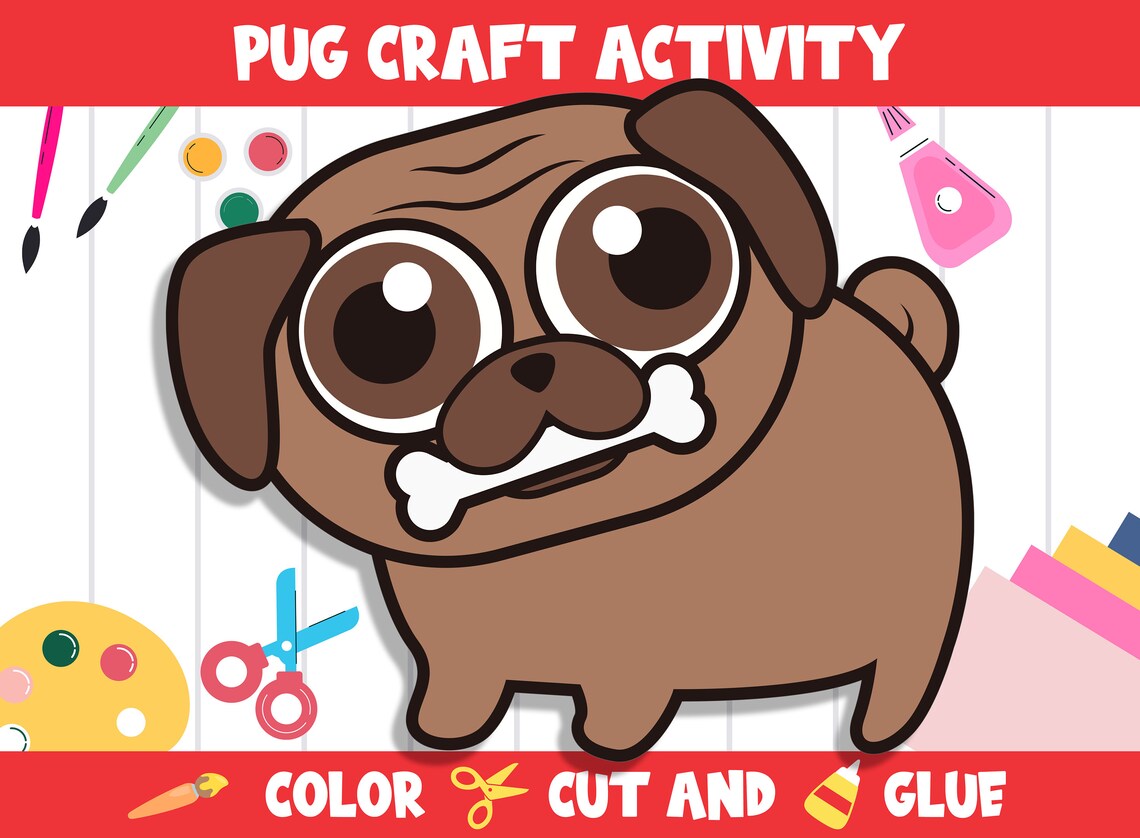 Cute Pug / Dog Craft Activity Color Cut and Glue for Prek - Etsy