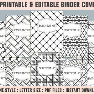 Black and White Backgrounds Binder Cover, 10 Printable & Editable ...