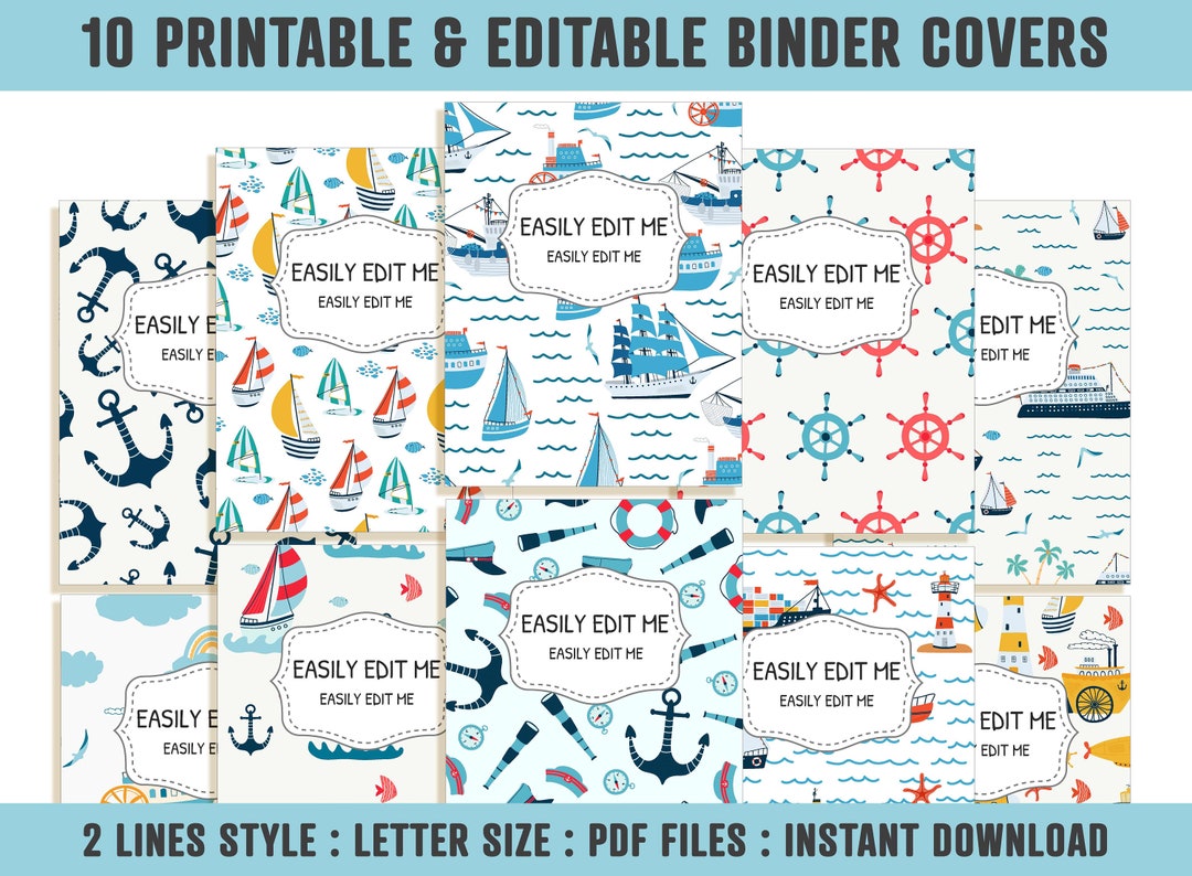 Ocean Binder Cover 10 Printable/editable Coversspines - Etsy