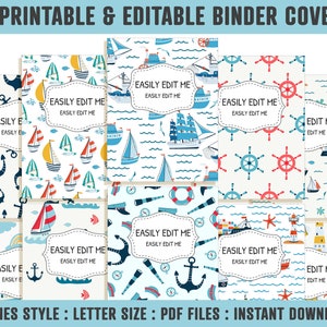 Ocean Binder Cover, 10 Printable/editable Covers+spines, Planner Cover ...