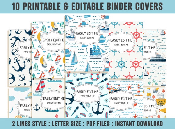 Ocean Binder Cover 10 Printable/editable Coversspines - Etsy