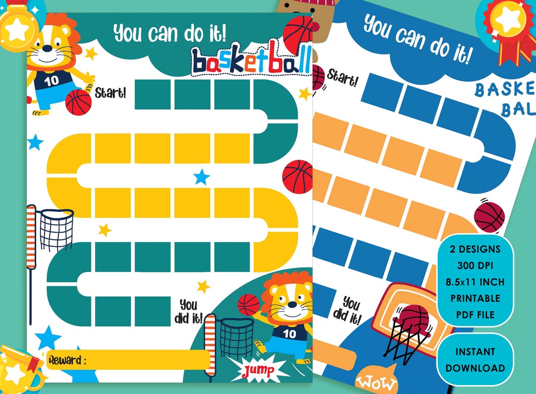 Printable Playing Basketball Reward Chart for Kids, a Way of Guiding ...