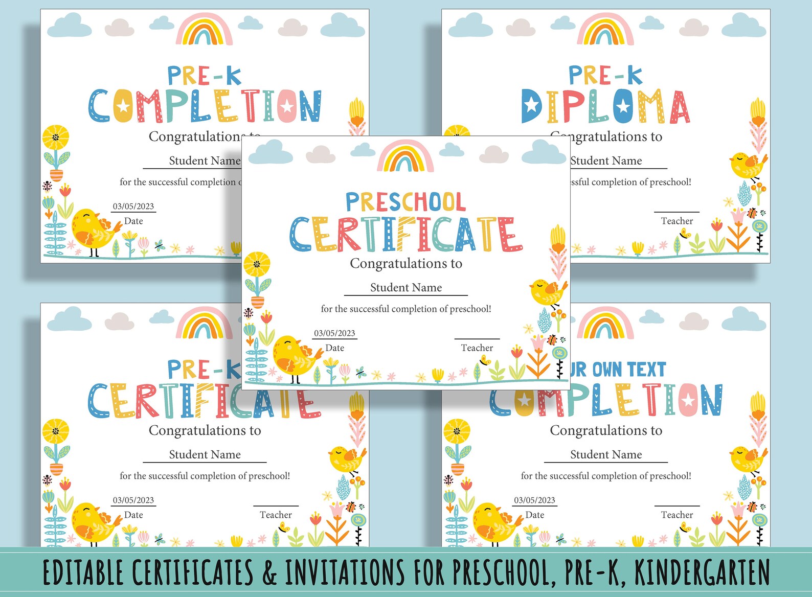 Diplomas, Certificates and Graduation Invitations for Preschool, Pre-k ...