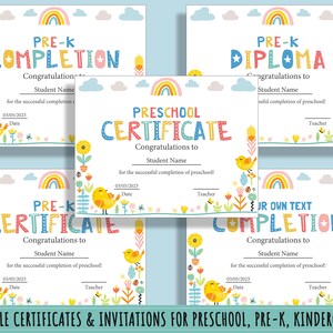 Diplomas, Certificates and Graduation Invitations for Preschool, Pre-k ...