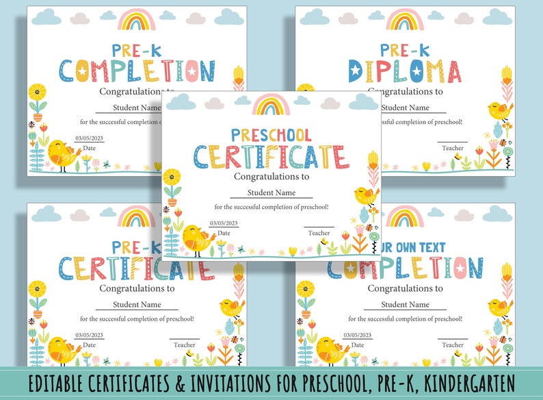 Diplomas, Certificates and Graduation Invitations for Preschool, Pre-k ...