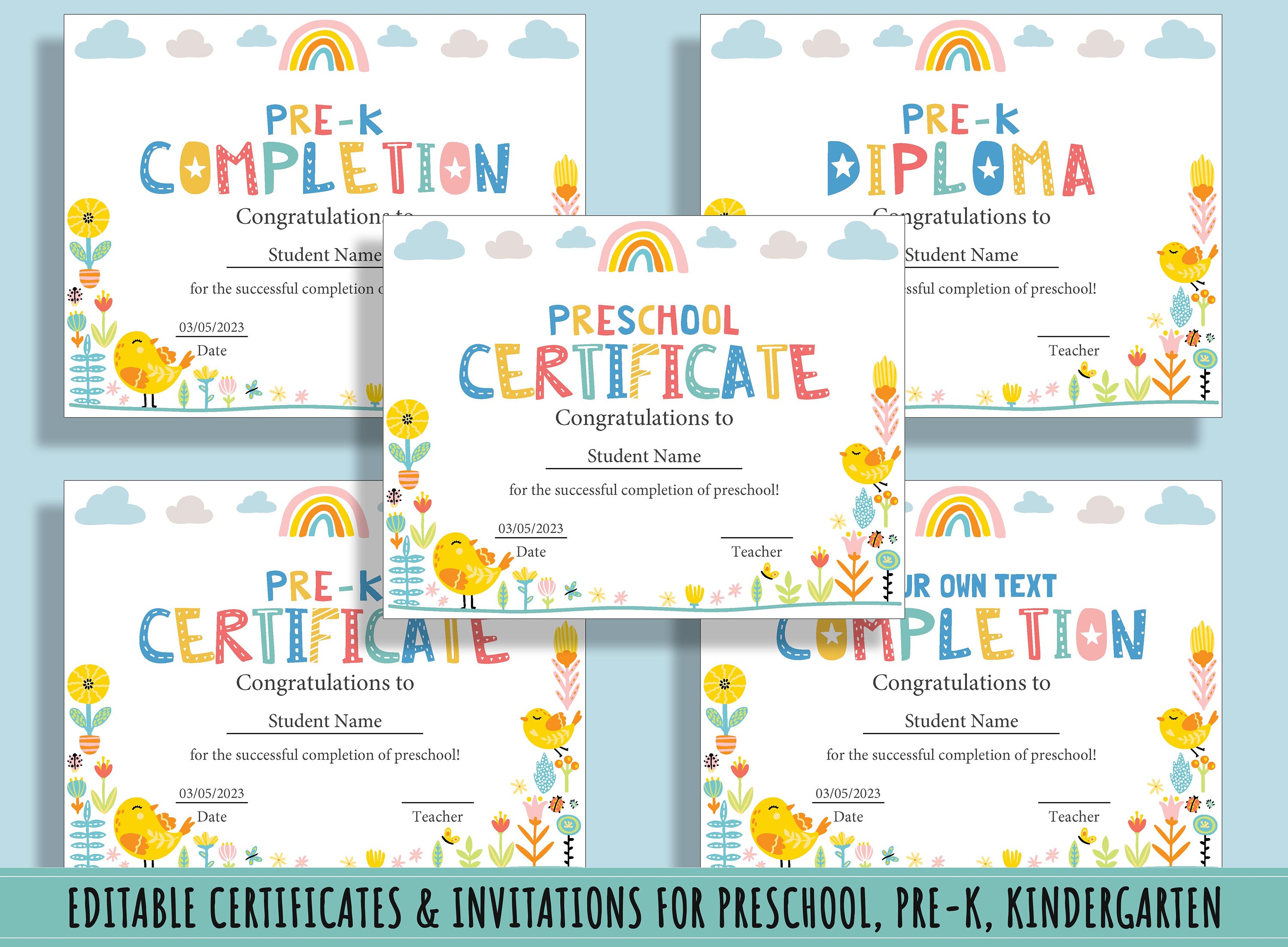 Diplomas, Certificates and Graduation Invitations for Preschool, Pre-k ...