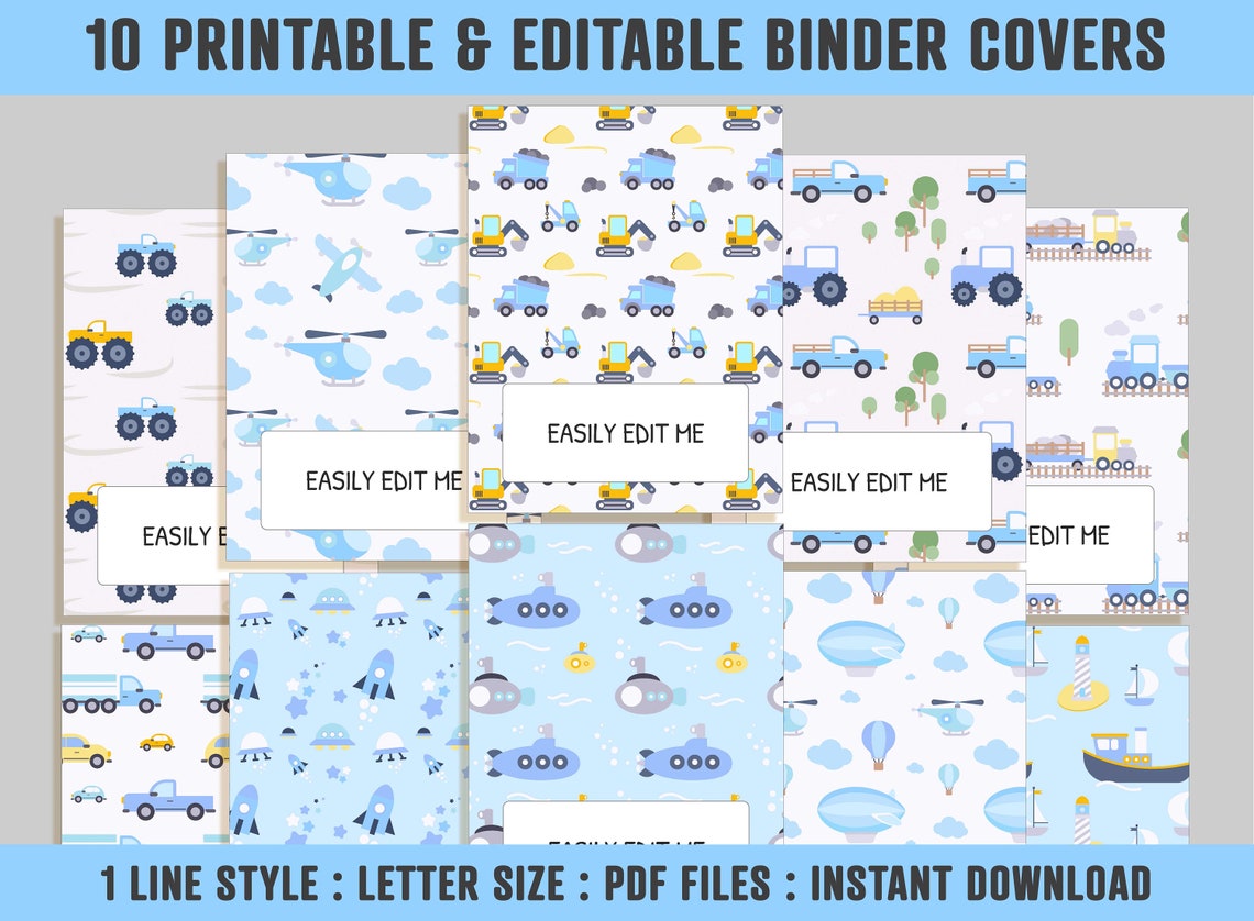 Binder Cover for Kids 10 Coversspines Binder Cover - Etsy
