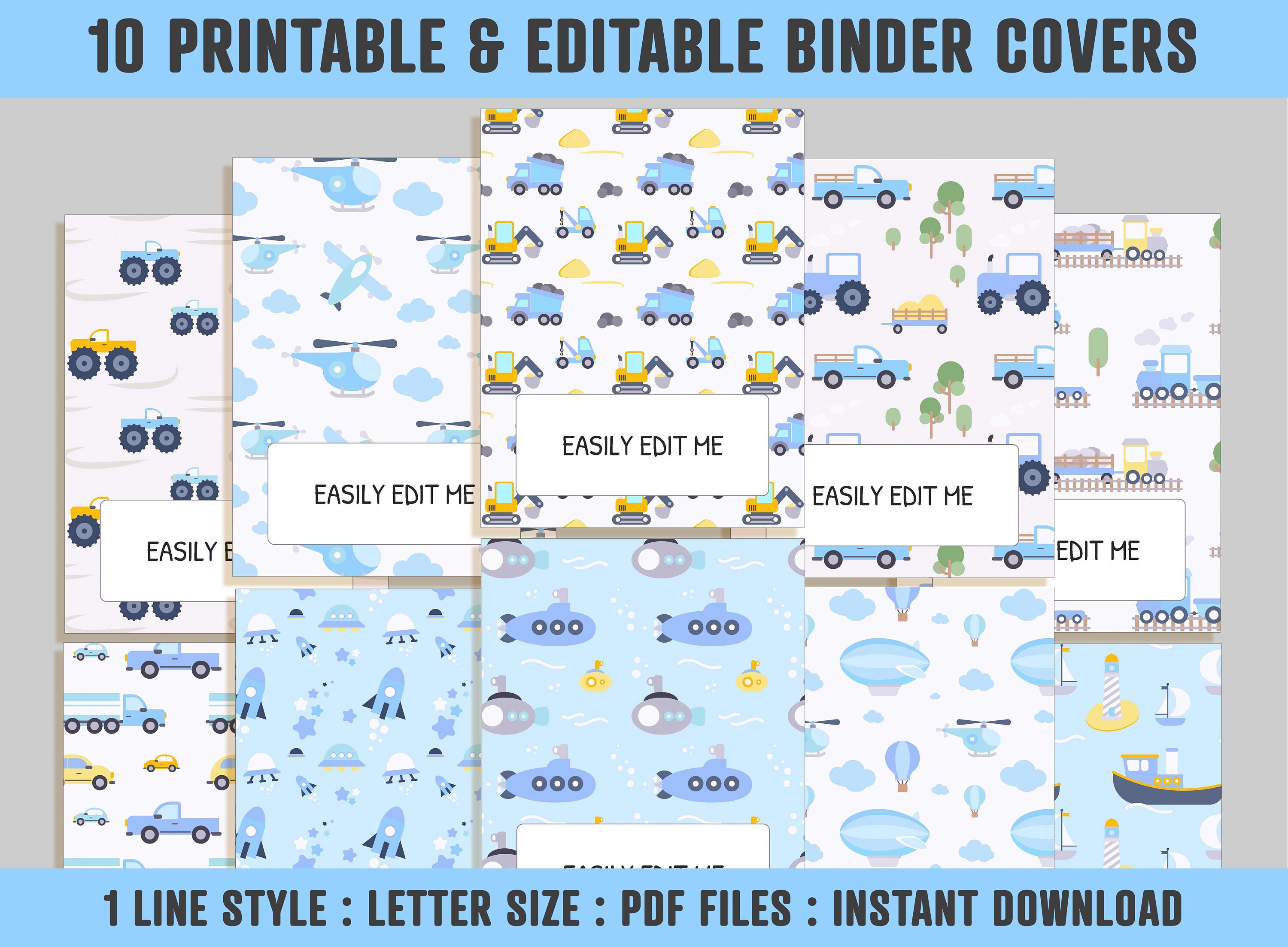 Binder Cover for Kids 10 Coversspines Binder Cover - Etsy