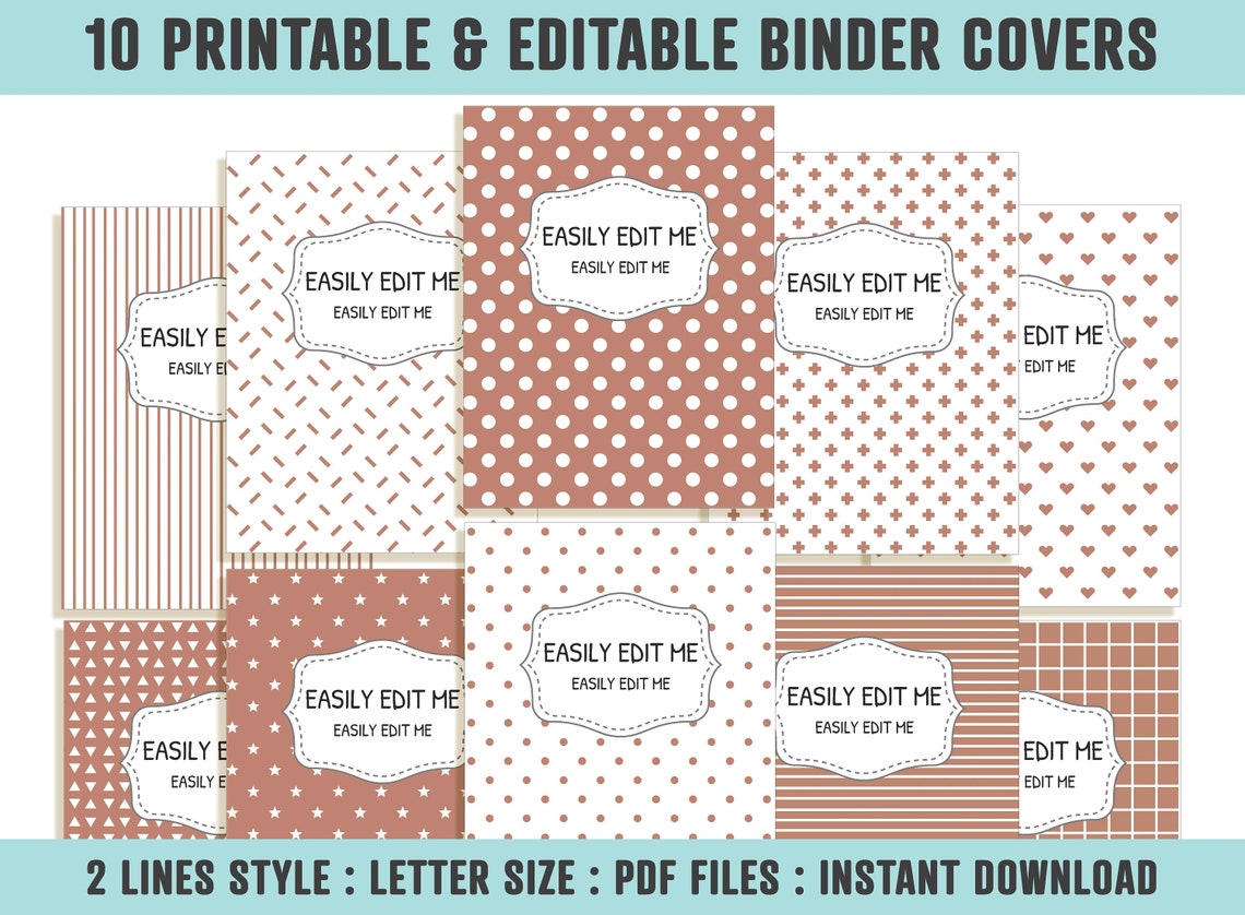Planner Cover Pages Earth Tone, 10 Editable Binder Covers and Spines ...