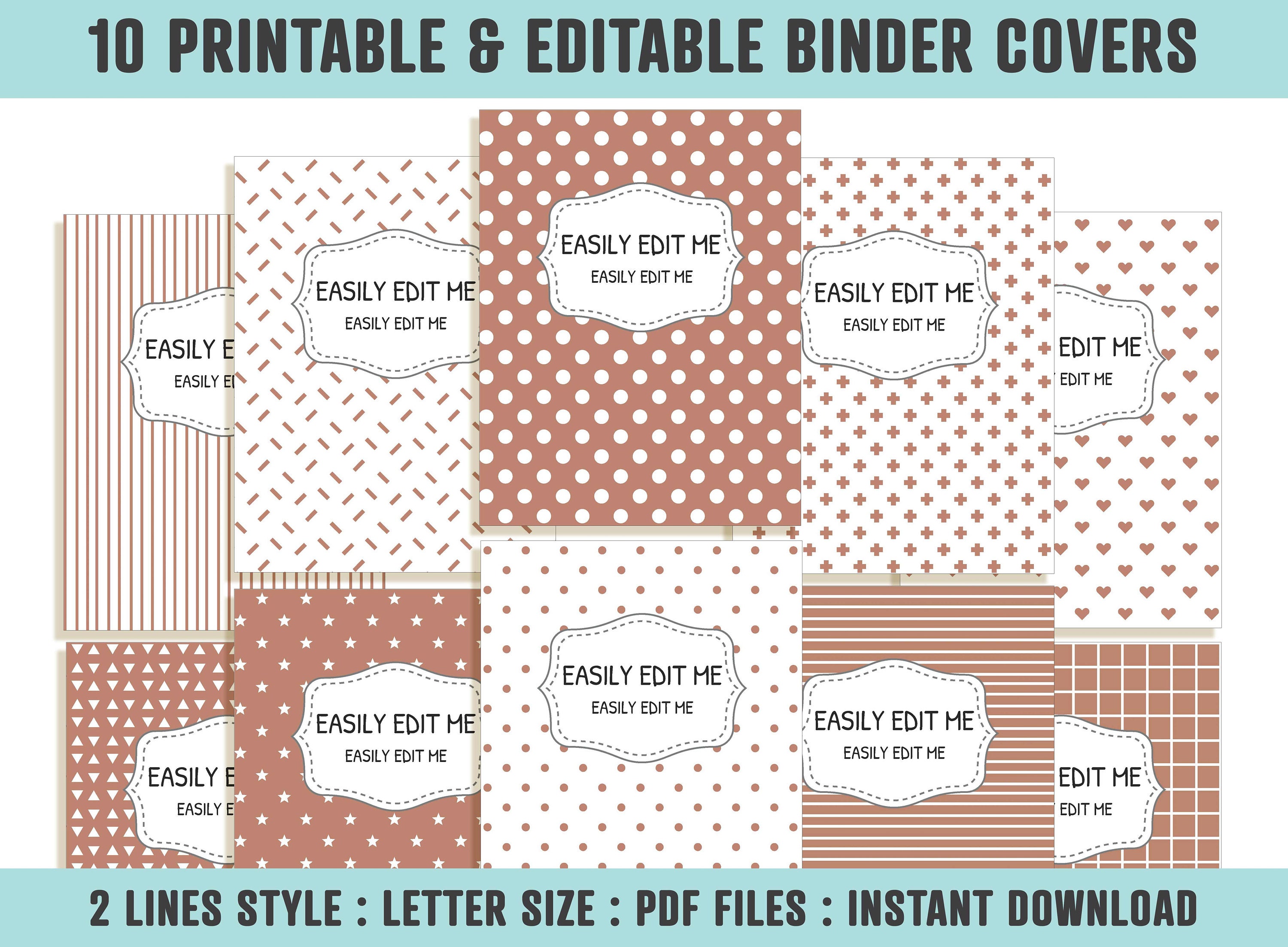 Planner Cover Pages Earth Tone, 10 Editable Binder Covers and Spines ...