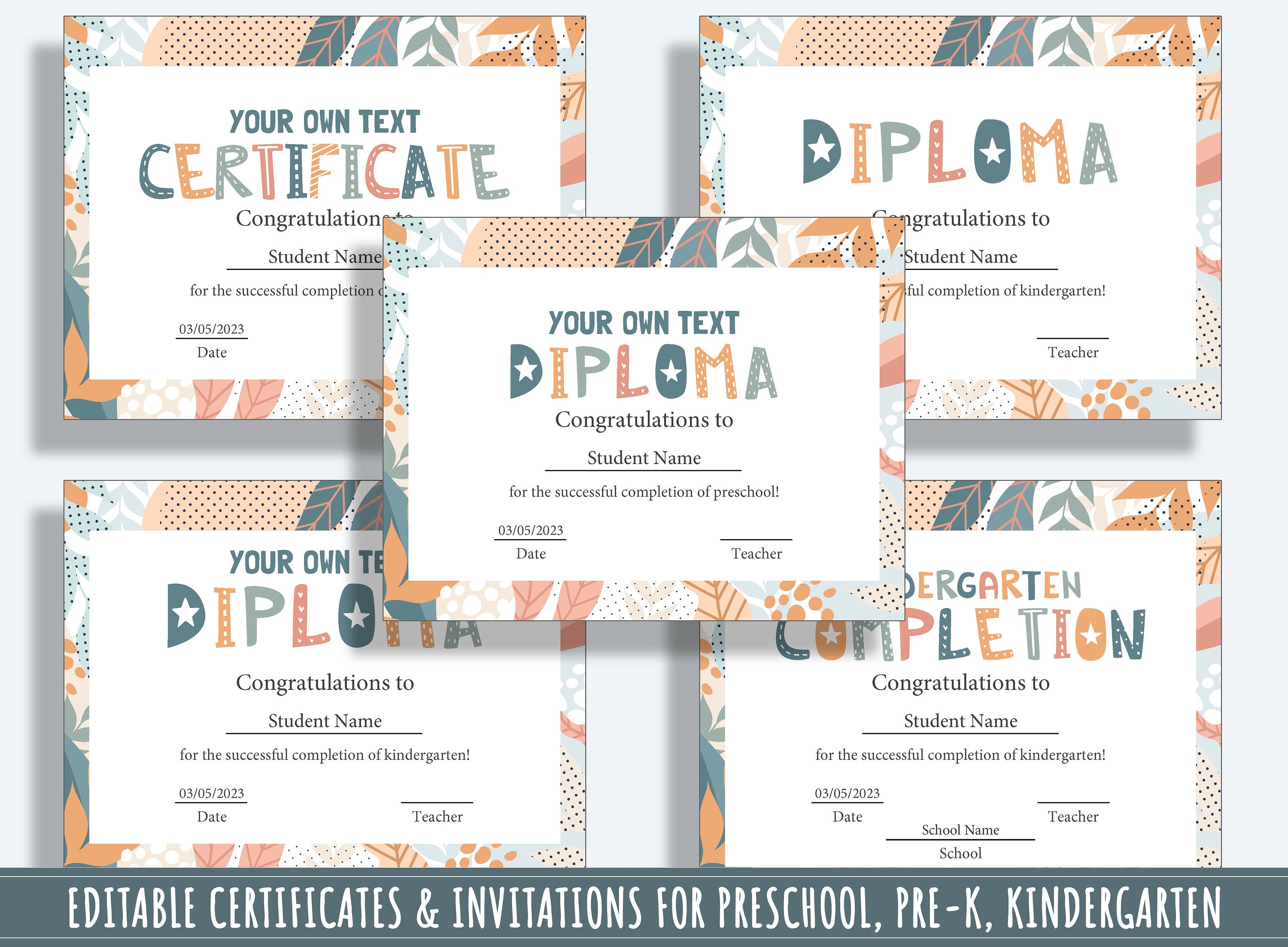 37 Pages of Editable Diploma, Certificate, and Invitation Templates for ...