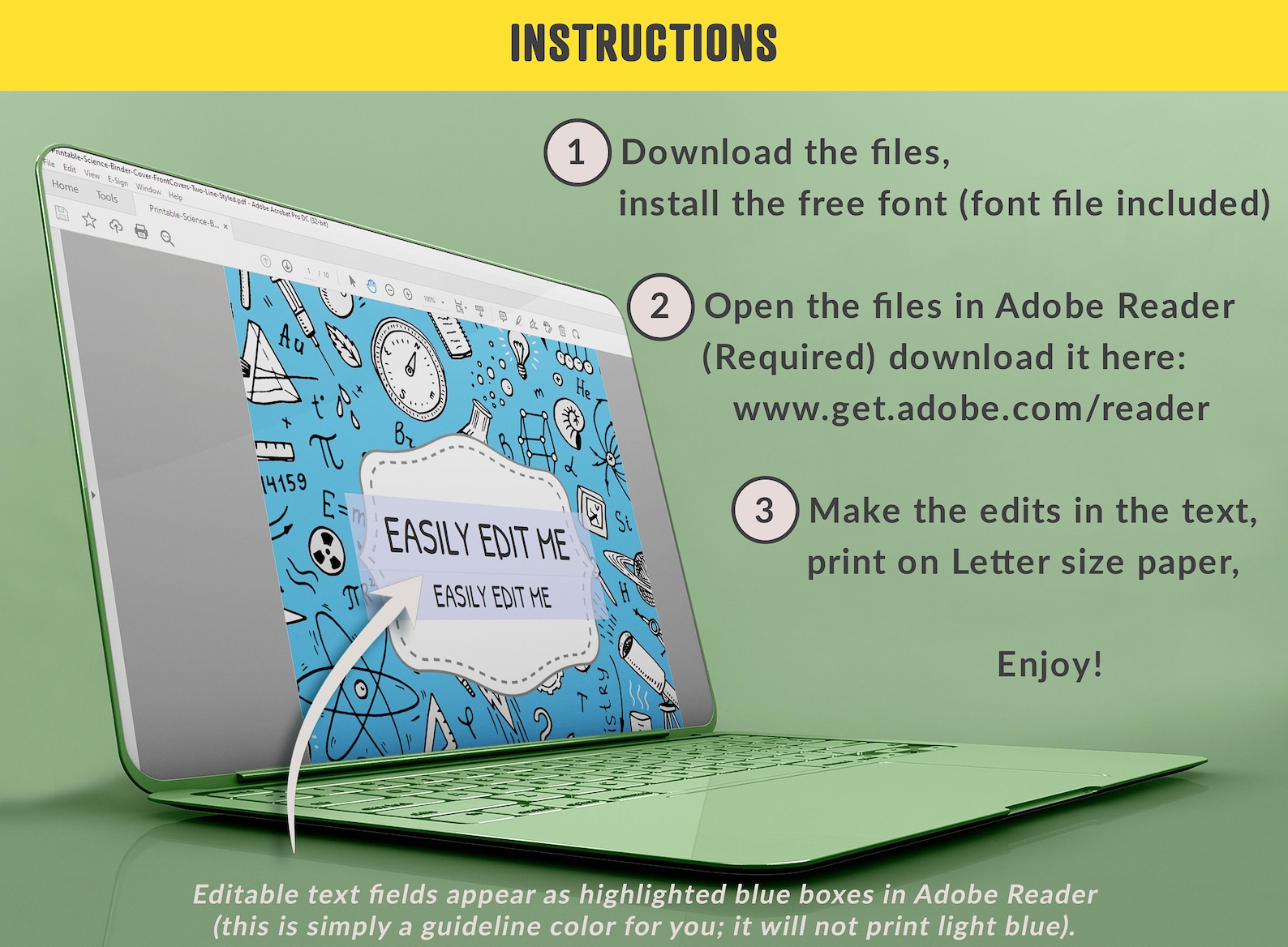 Printable Science Binder Cover, 10 Printable & Editable Binder Covers ...