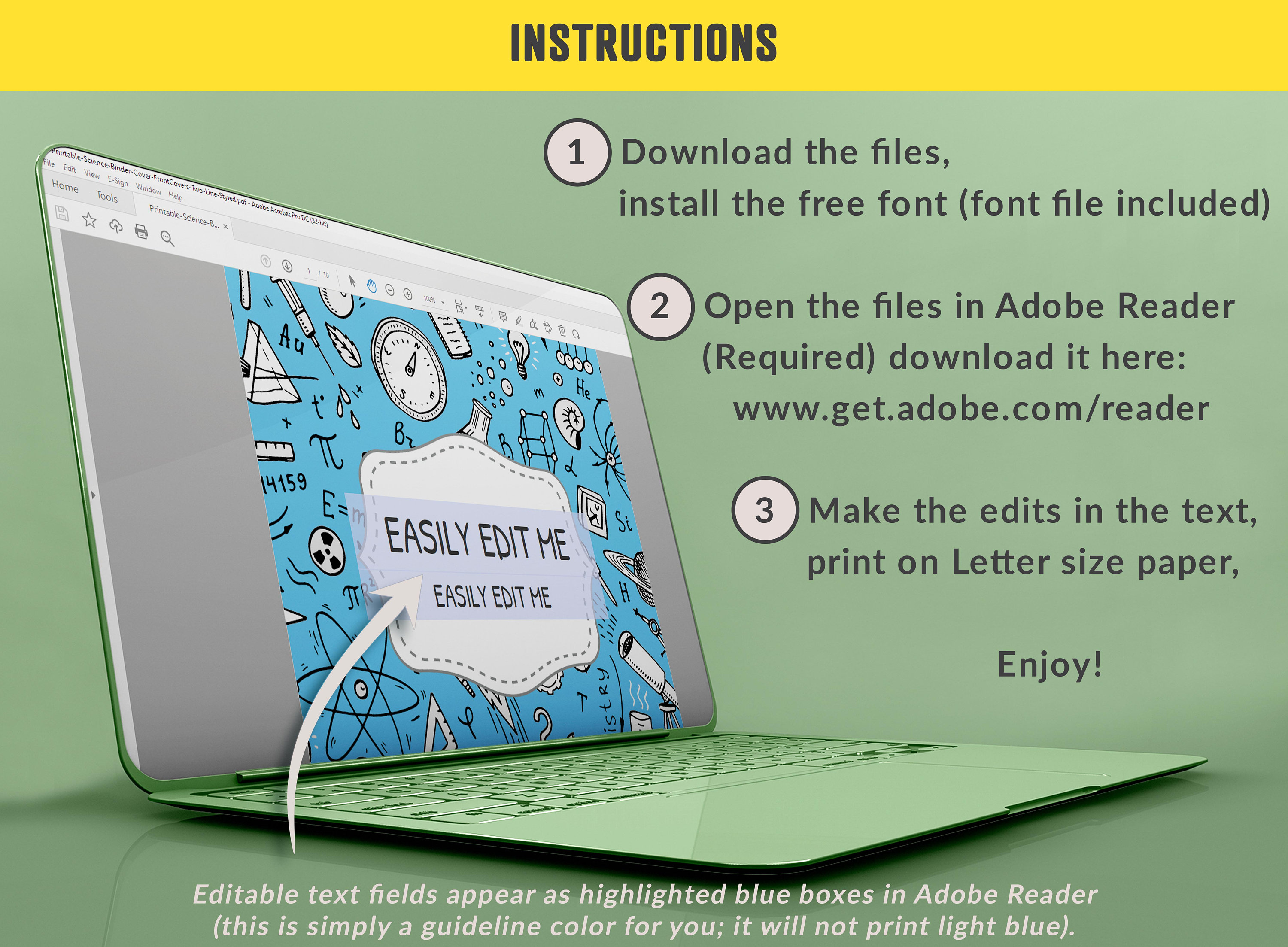 Printable Science Binder Cover, 10 Printable & Editable Binder Covers ...