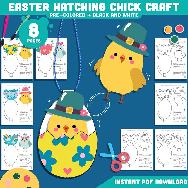 Easter Hatching Chick Paper Craft for Kids, Fun Spring Color Cut and ...