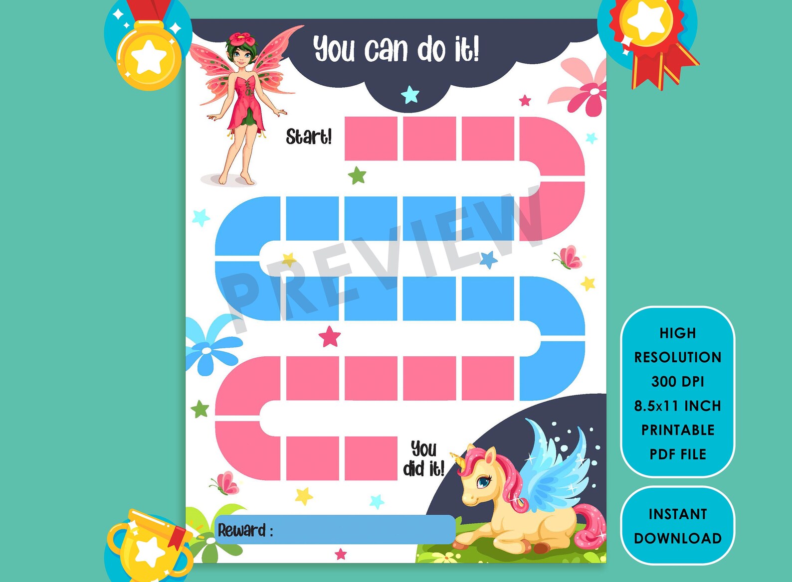 Printable Beautiful Flower Fairy Reward Chart Behavior Chart - Etsy