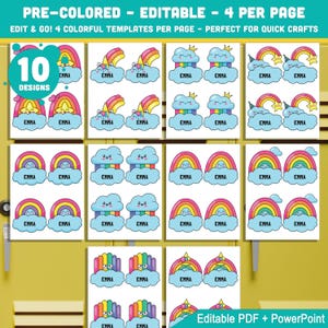 Editable Locker Labels (cubby Name Tags), Cute Cloud & Rainbow Themed ...