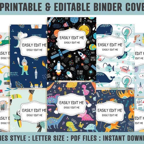 Binder Cover Printable 10 Coversspines Printable Editable - Etsy