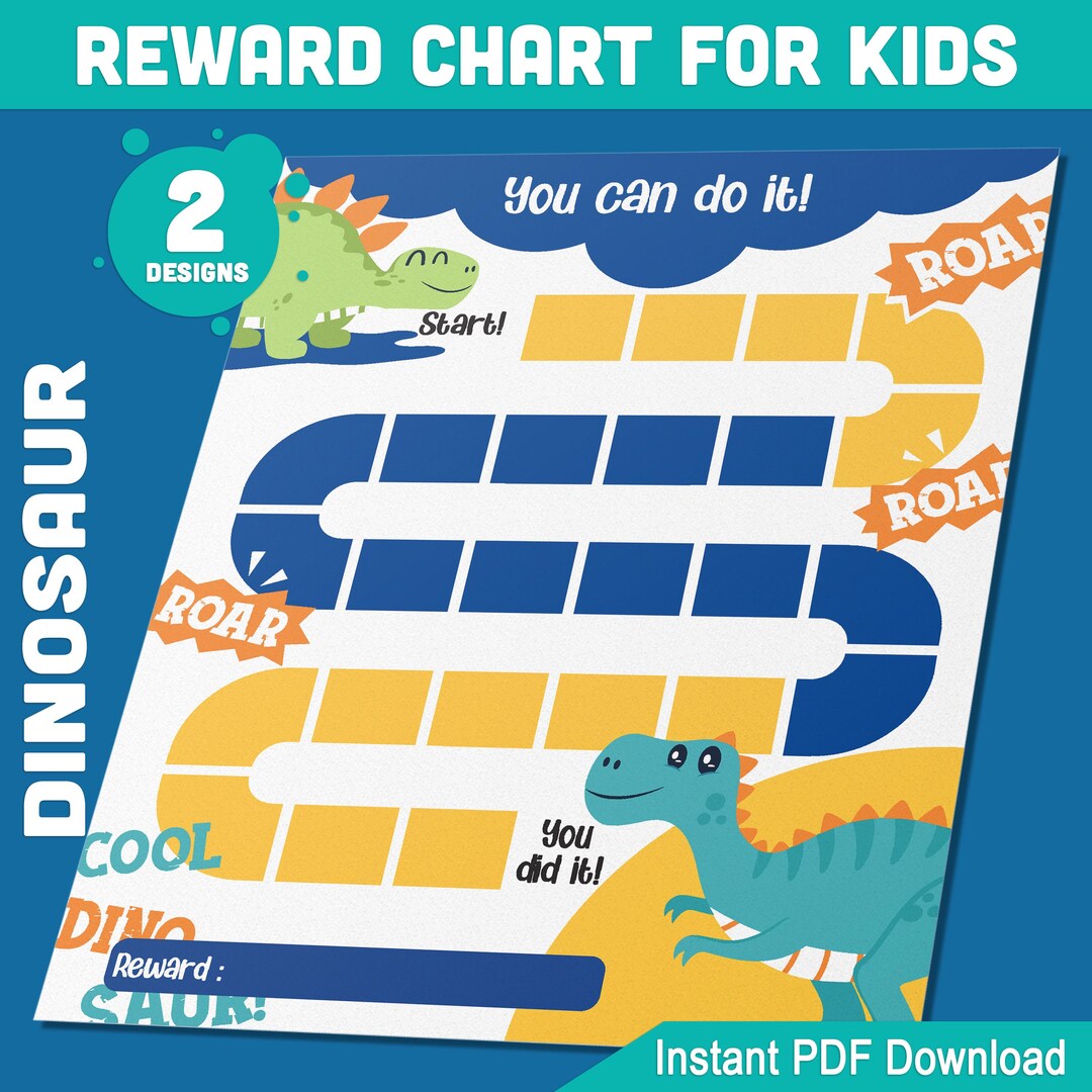 Printable Cool Dinosaur Reward Chart for Kids: 2 Fun Designs to ...