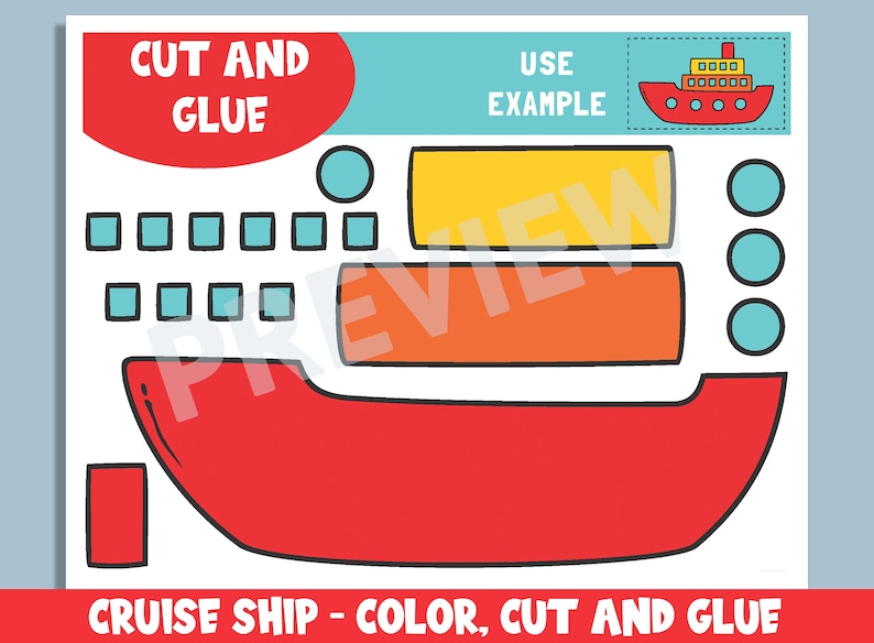Cruise Ship Craft Activity Color, Cut, and Glue for Prek to 2nd Grade ...