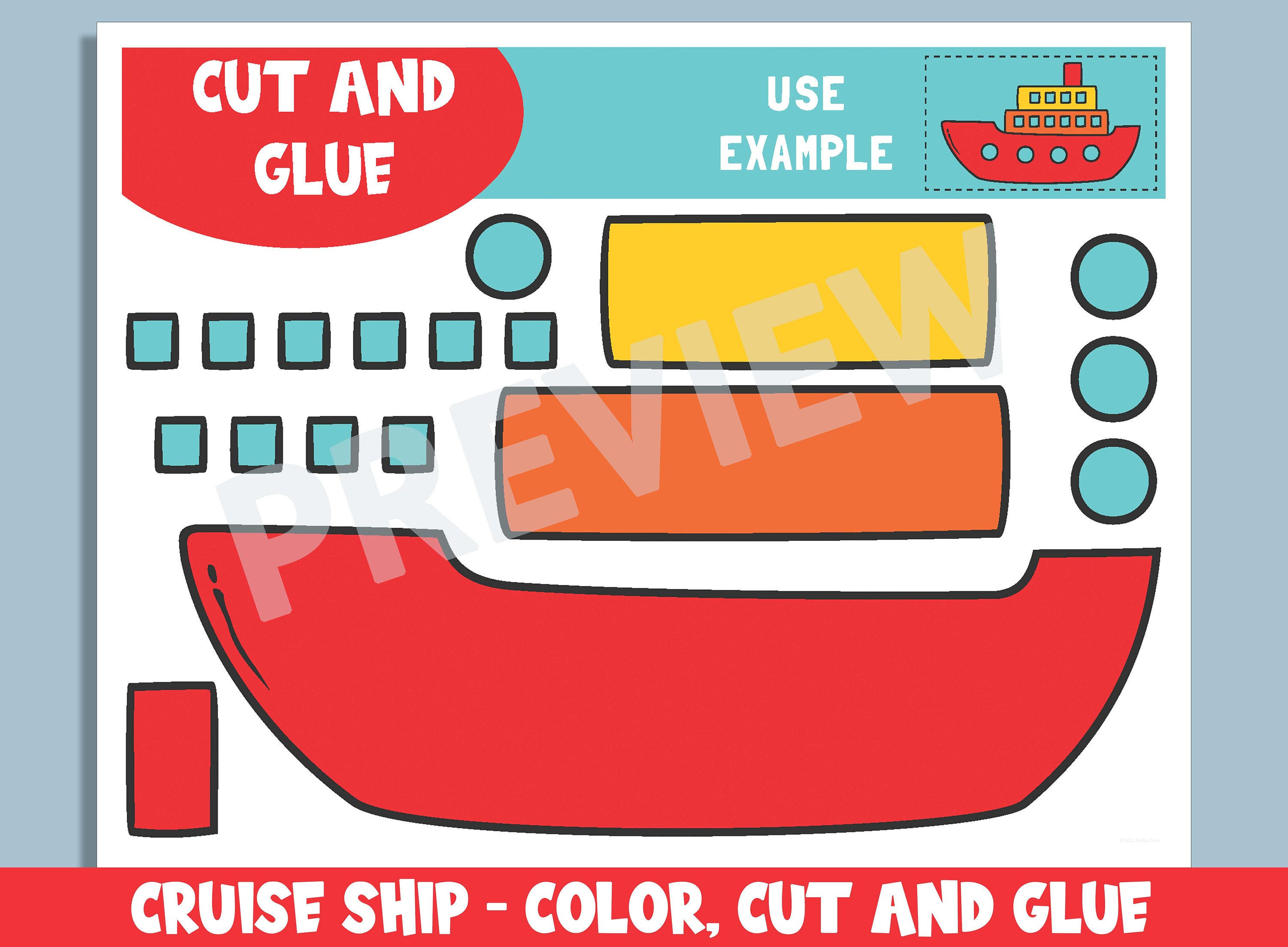 Cruise Ship Craft Activity Color, Cut, and Glue for Prek to 2nd Grade ...
