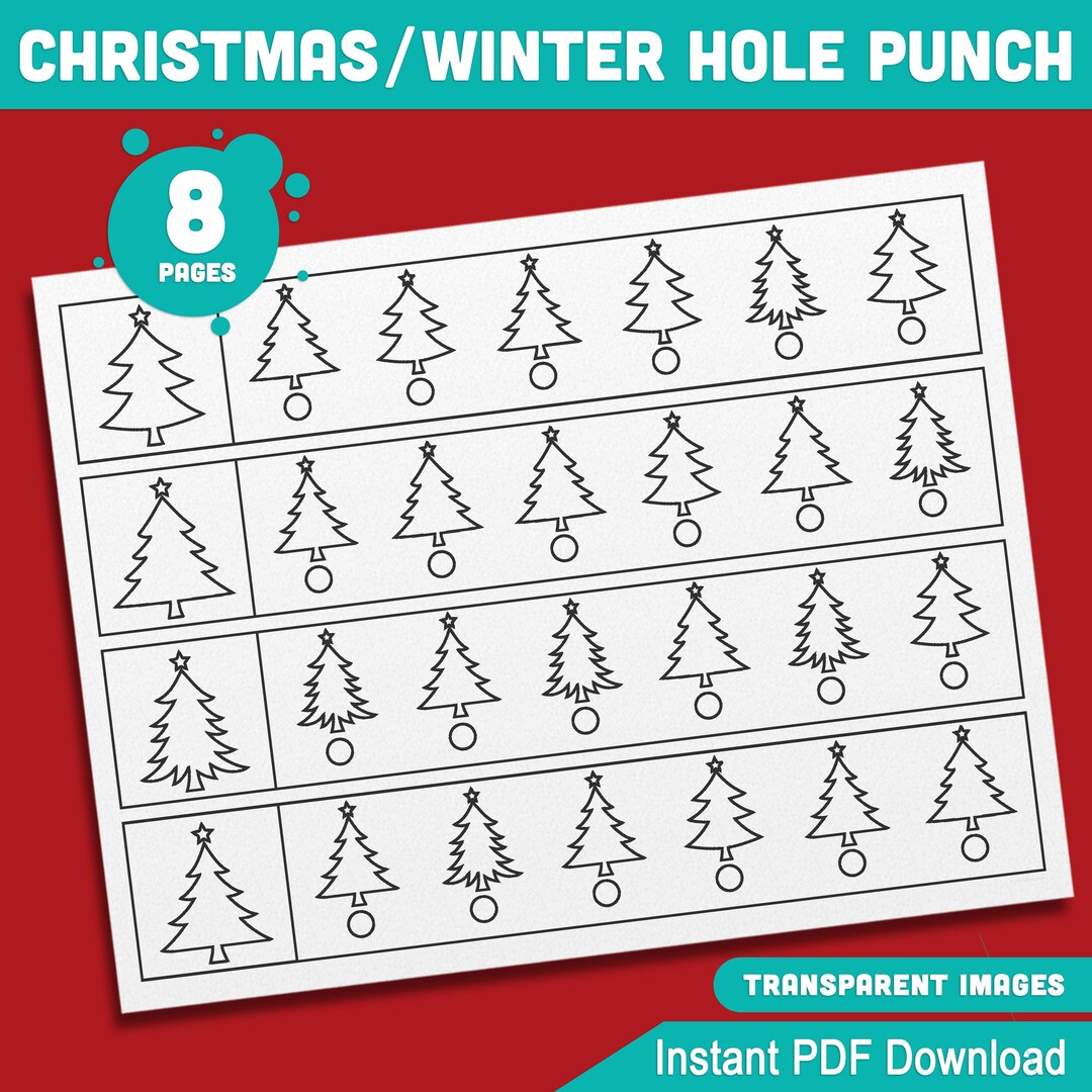 Christmas & Winter Hole Punch Activity: 8 Pages of Fine Motor Skills ...