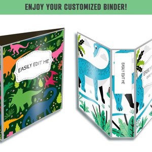 Dinosaur Binder Cover, 10 Printable & Editable Covers+spines, Binder ...
